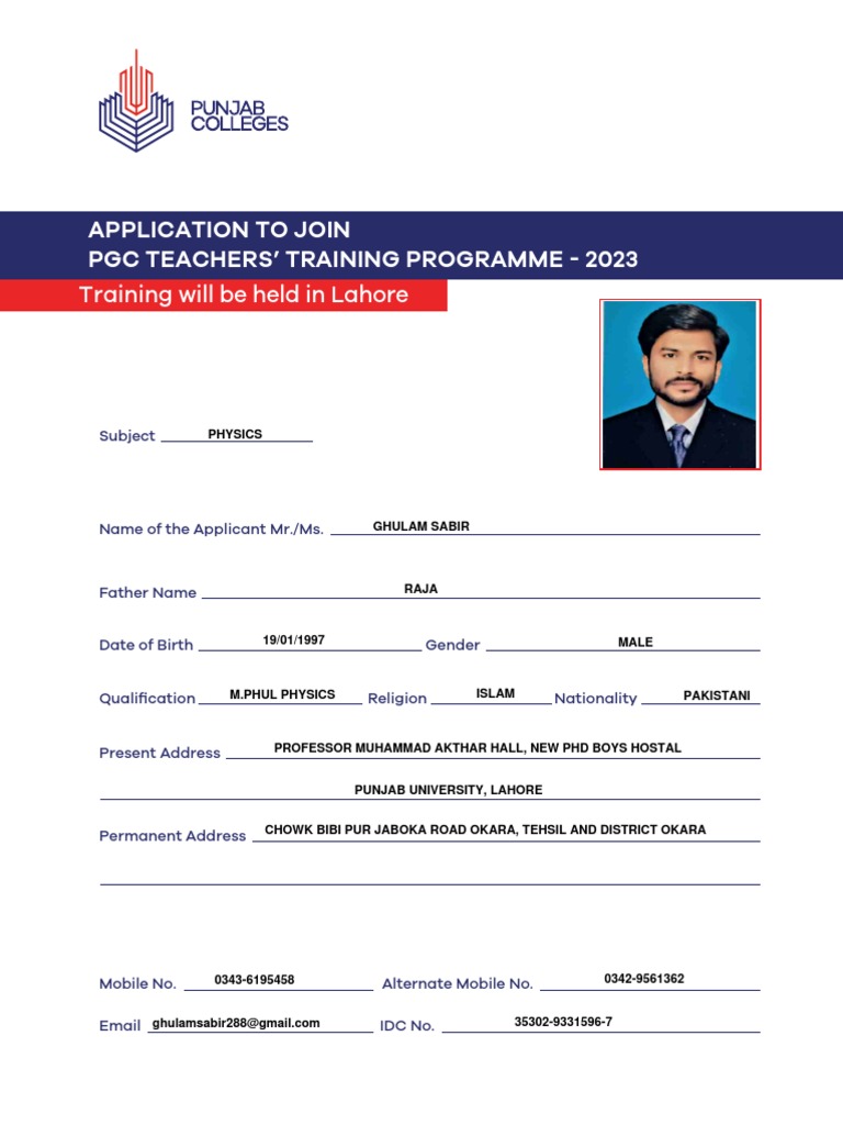 Teachers Training Form | PDF | Academic Degree | Qualifications