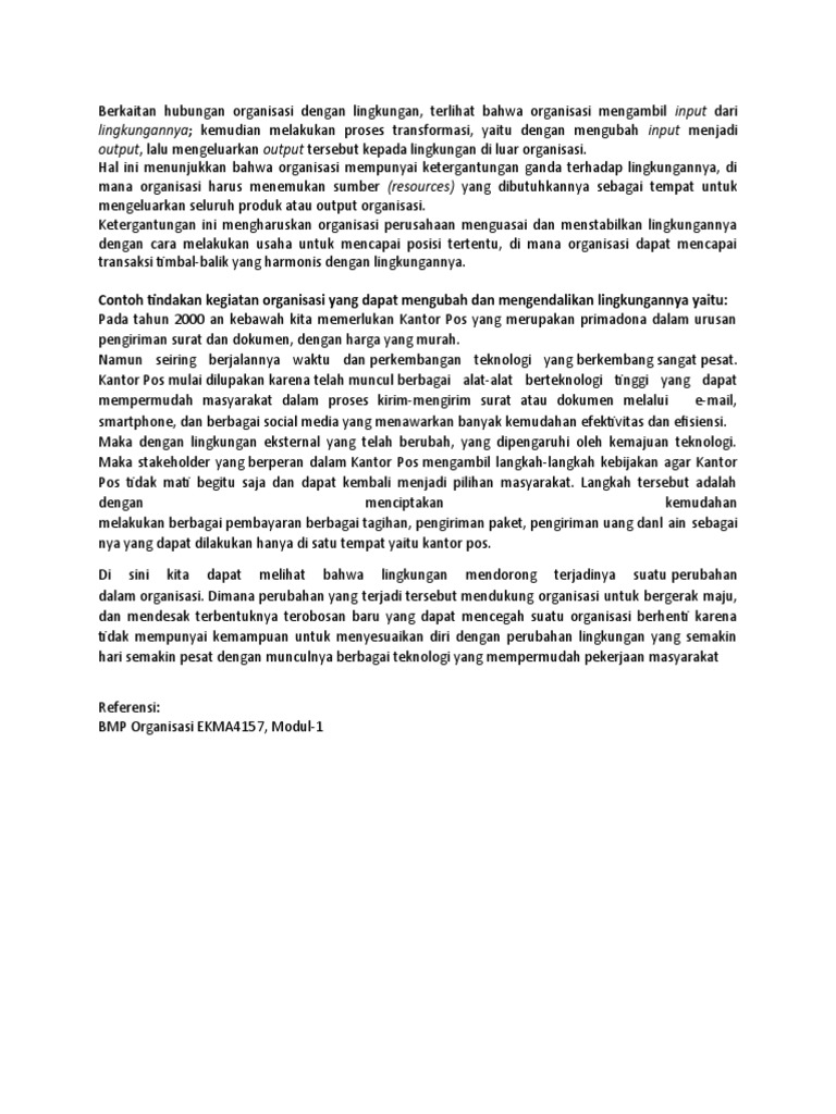 Diskusi 1 Organisasi EKMA 4157 | PDF