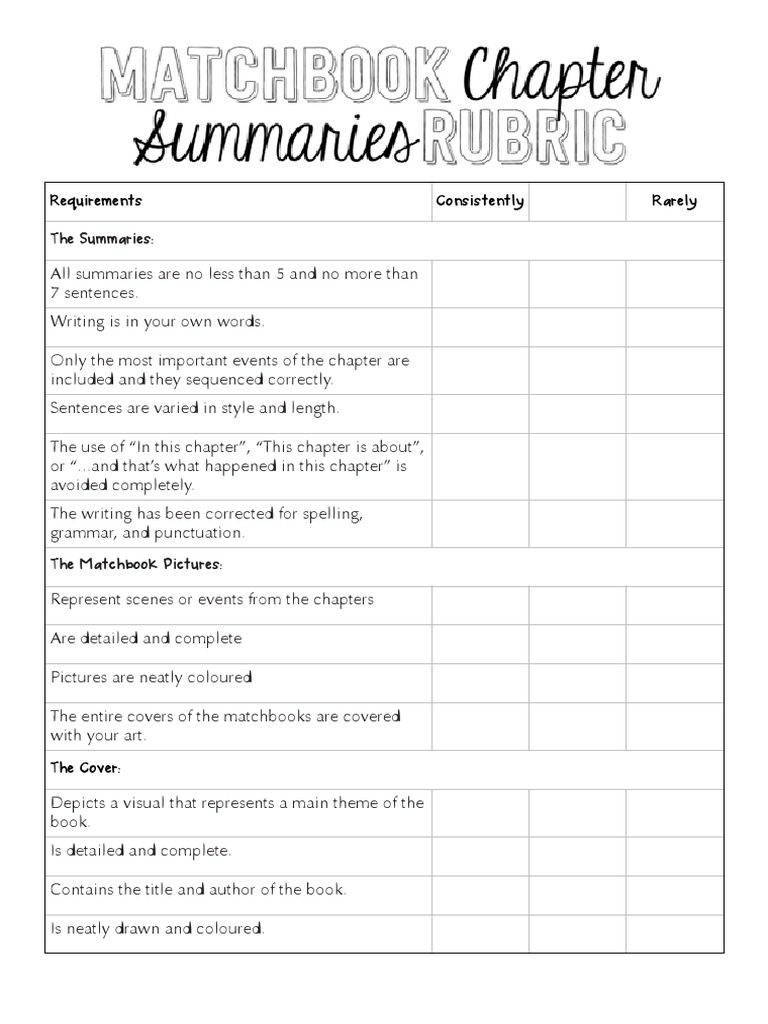 Matchbox Chapter Summary Guidelines | PDF