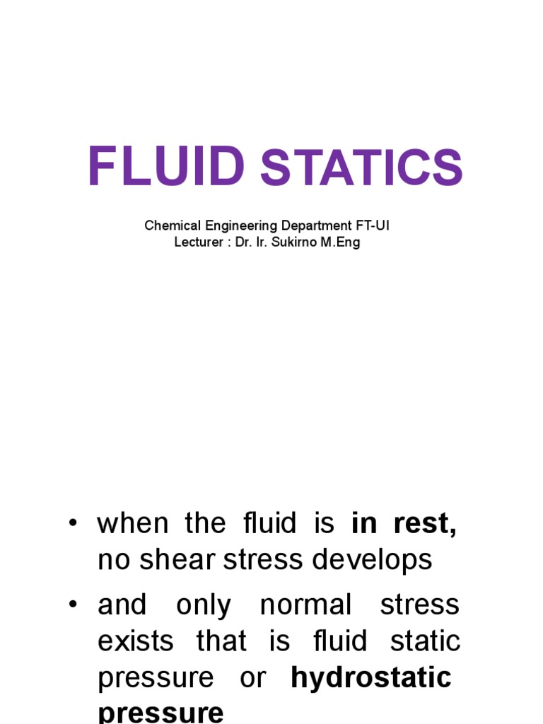 2023 Lect1 FLUID STATIC Application of Hydro Static | PDF | Pressure | Pressure Measurement