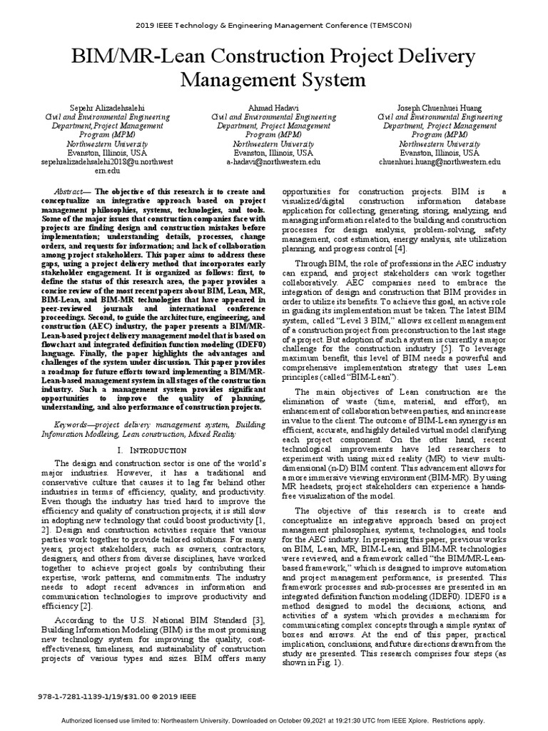 BIM MR-Lean Construction Project Delivery Management System | PDF | Building Information ...