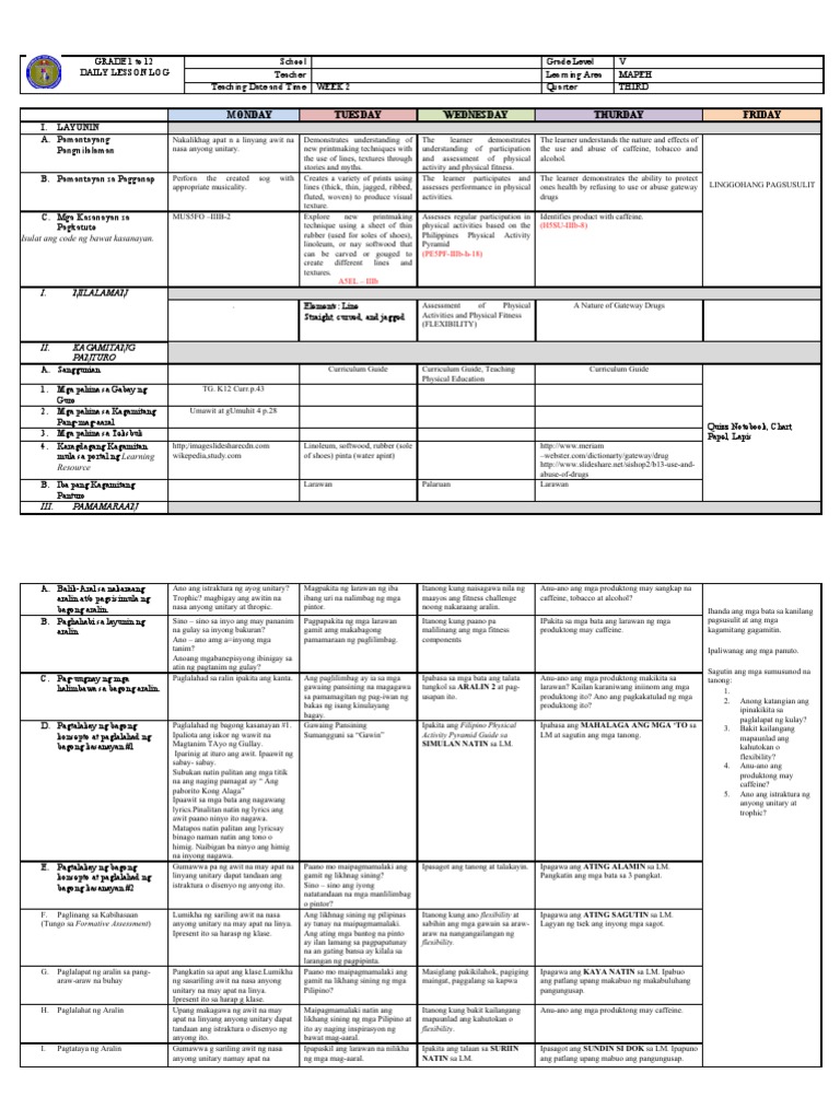Grade 5 DLL Mapeh 5 q3 Week 2 | PDF