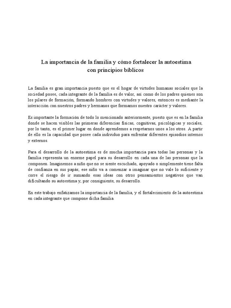 Ensayo de La Familia | PDF | Familia | Autoestima