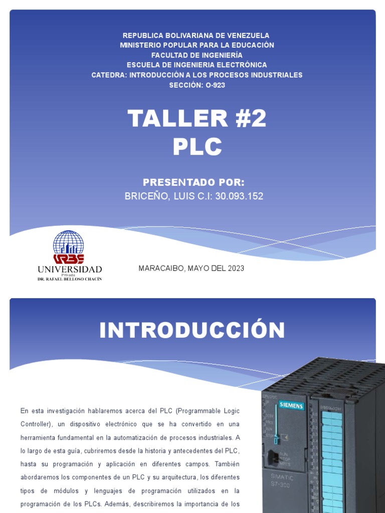 Taller #2 PLC: Presentado Por: BRICEÑO, LUIS C.I: 30.093.152 | PDF ...