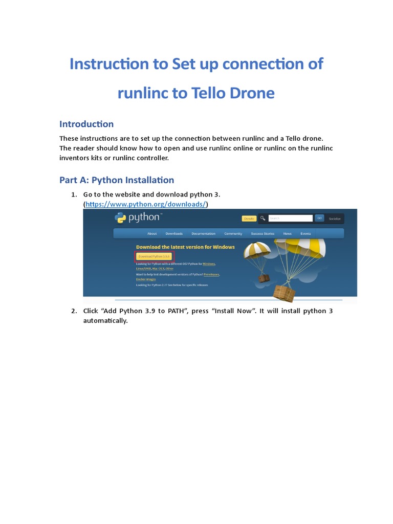 Instructions To Setup E32W Runlinc On Tello Drone (Doc V1.0) | PDF ...