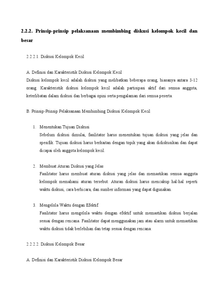 Prinsip Membimbing Diskusi Kelompok | PDF | Karier & Perkembangan | Seni