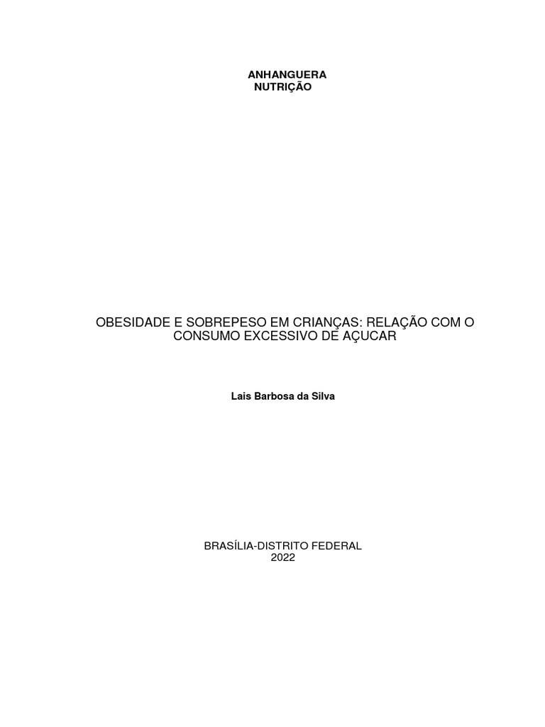 TCC PDF 5 | PDF | Obesidade | Obesidade infantil