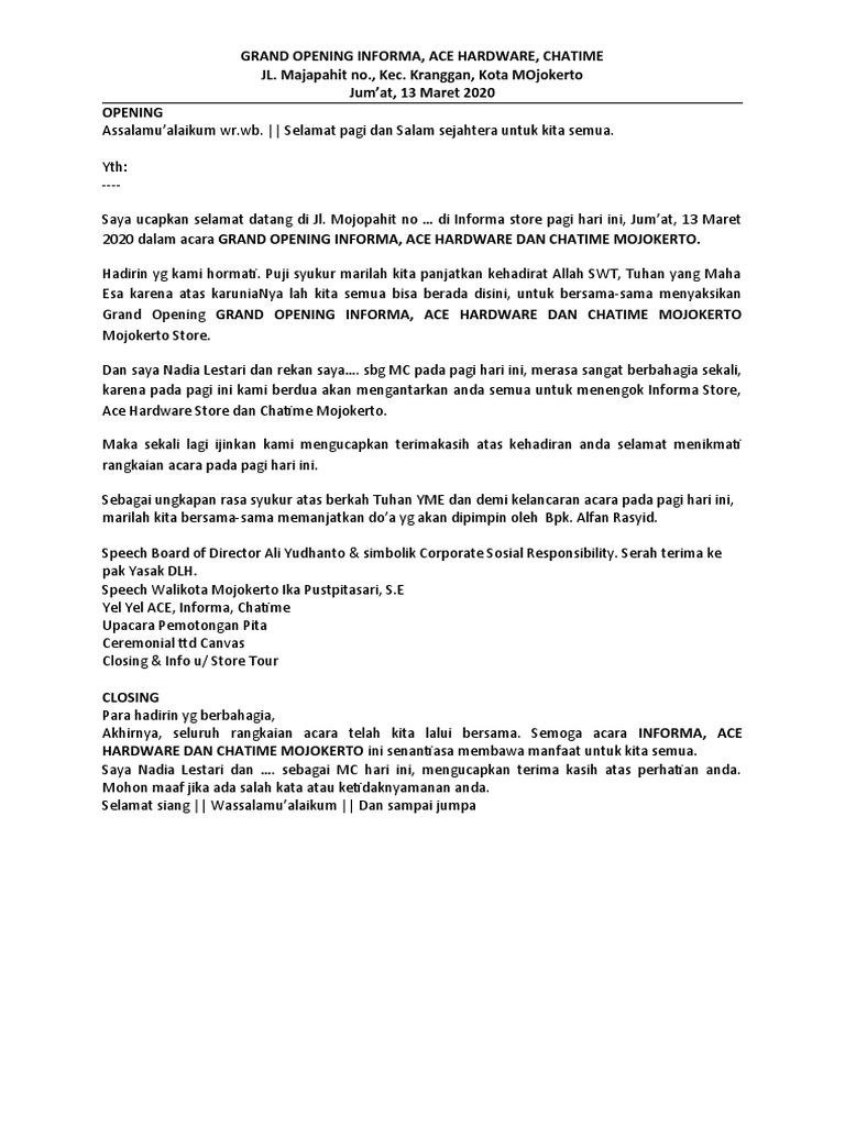 Cue Card Grand Opening Informa | PDF