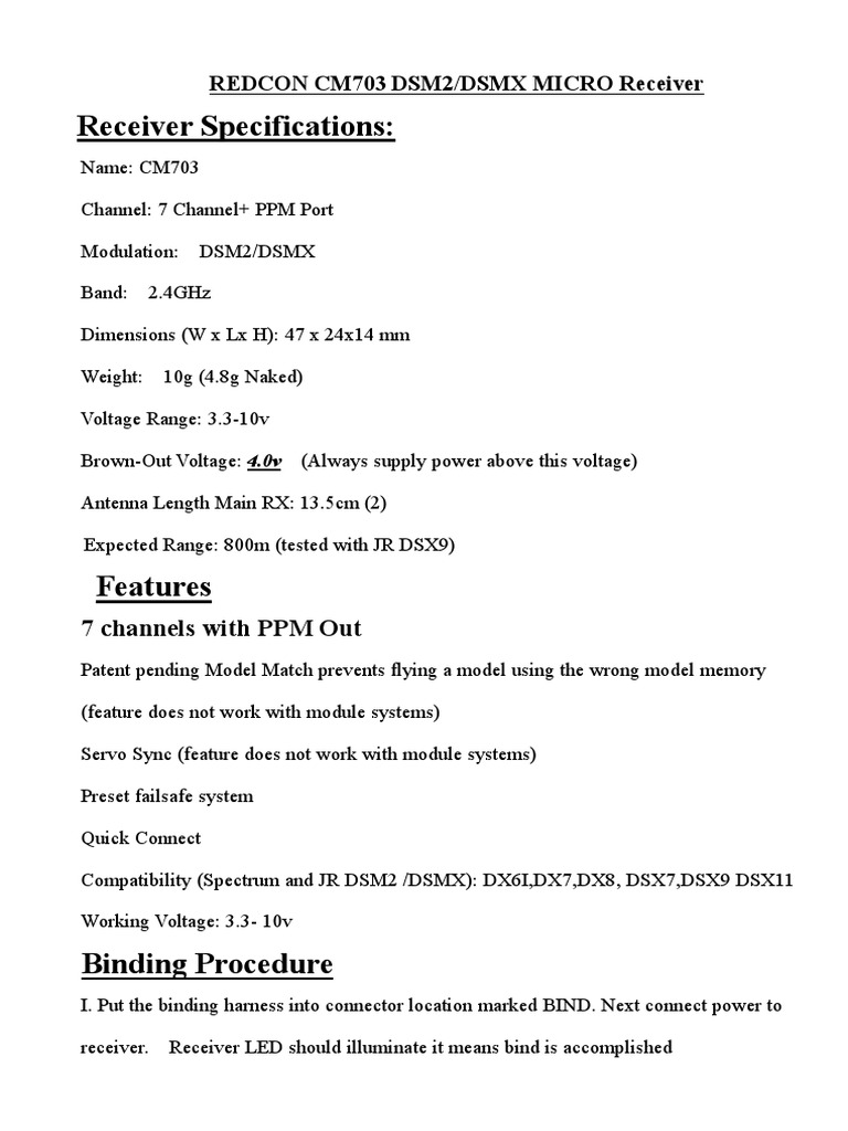 REDCON CM703 Receiver Manual | PDF