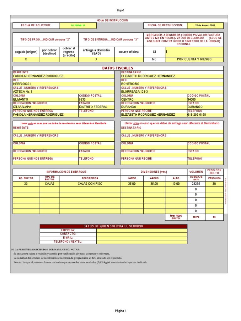 Formato de Recoleccion | PDF | Industrias de servicio