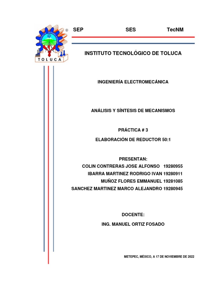 Practica 3 - Elaboración de Reductor 50-1 | PDF | Engranaje | Mecánica