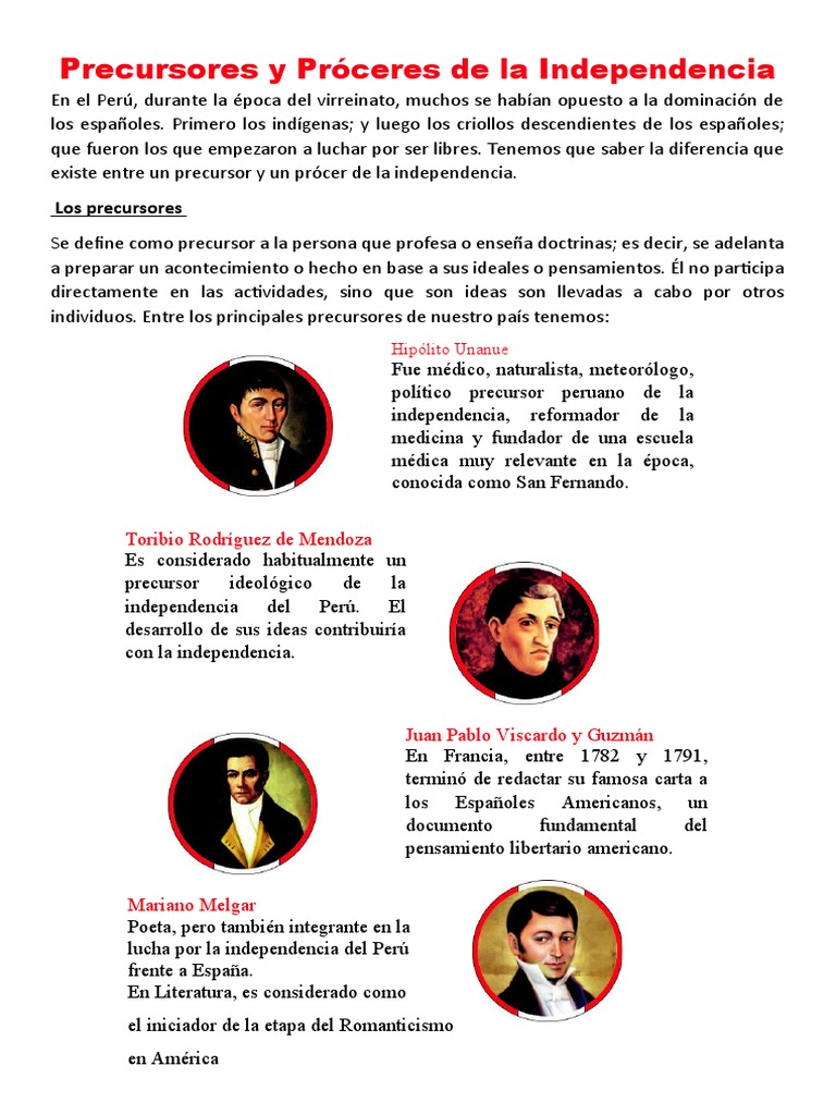 Precursores y Próceres de la Independencia | PDF | Perú | America latina