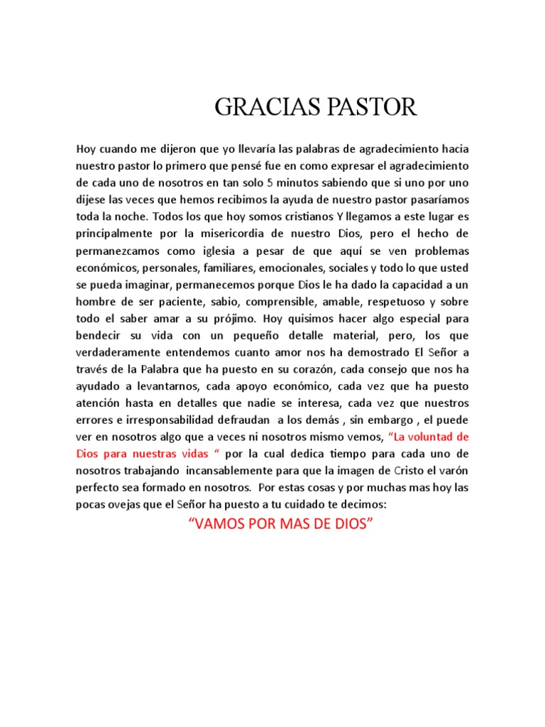 Gracias Pastor | PDF