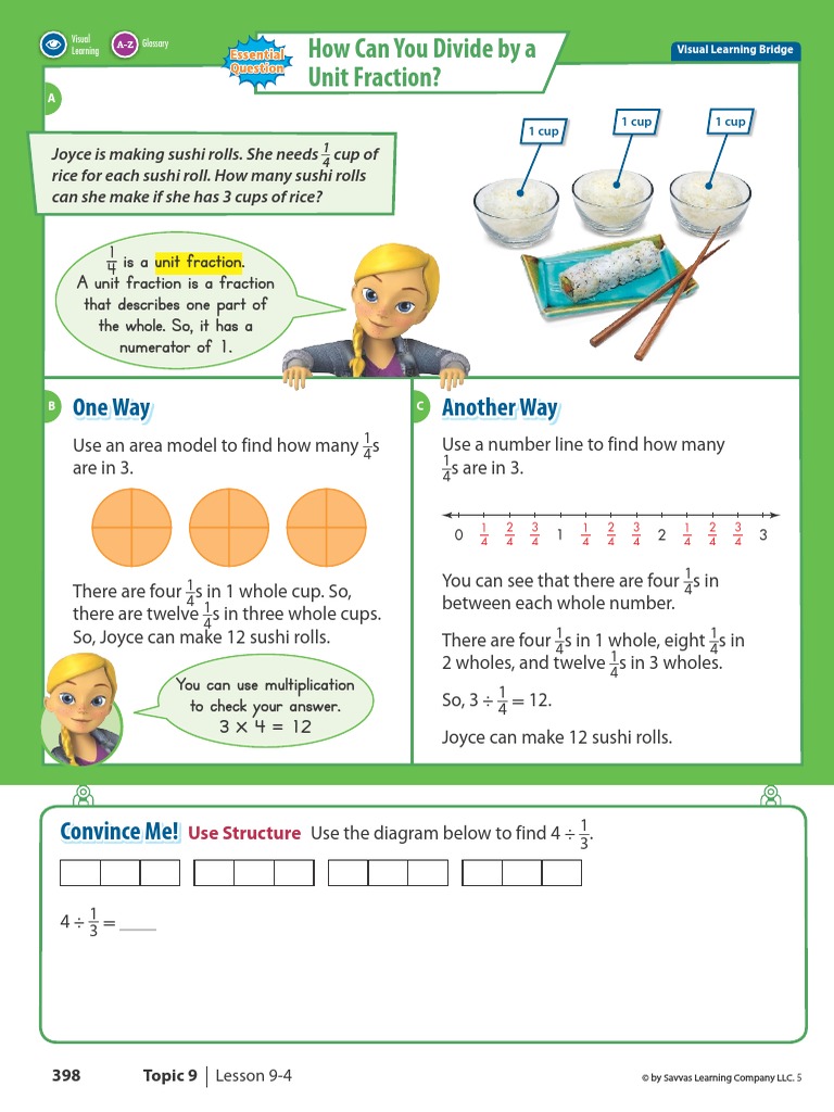Envision 9.4 Divide Whole Numbers by Unit Fractions | PDF | Flour | Foods