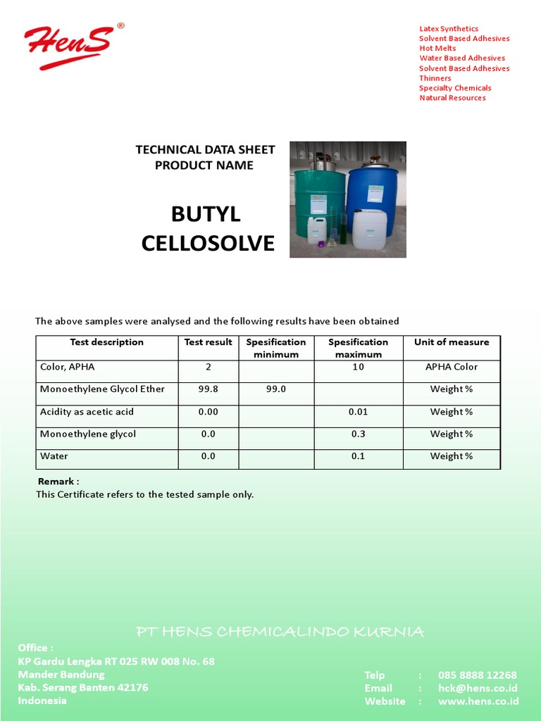 COA Butyl Cellosolve | PDF