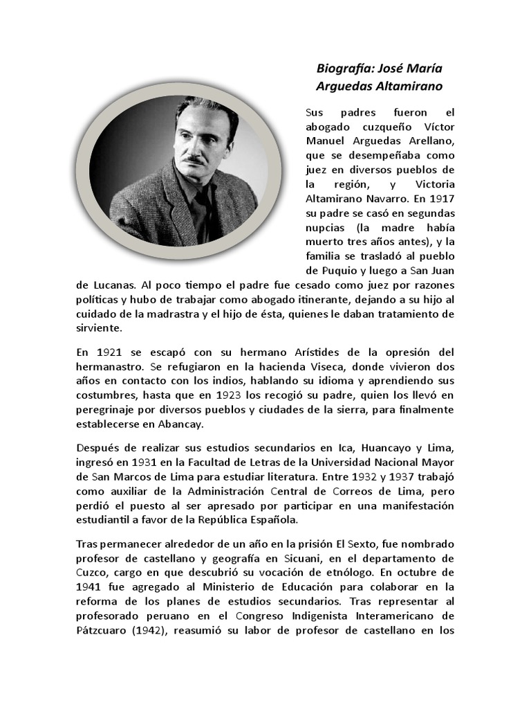 Biografía de jose maria arguedas_094753 | PDF | Perú | América del Sur