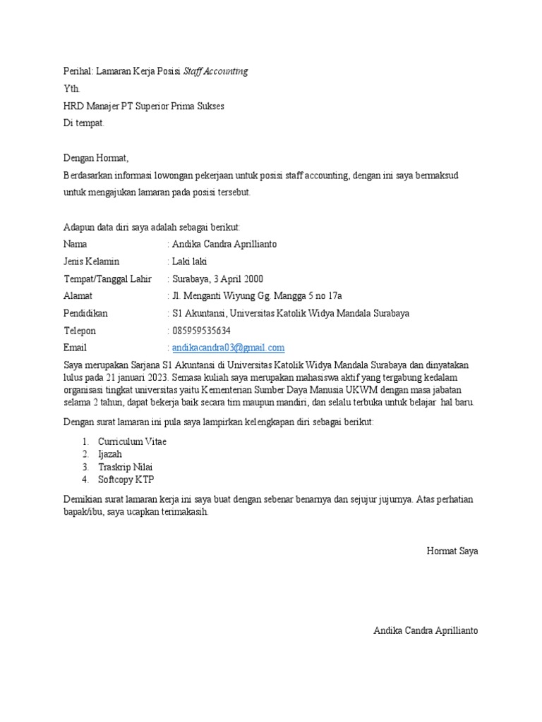 Surat lamaran | PDF