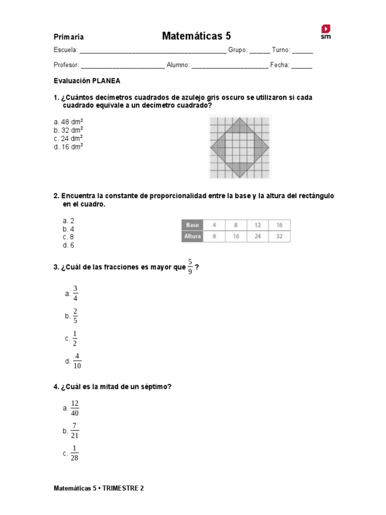 Mate 2do Trimestre | PDF | División (Matemáticas) | Matemática Elemental