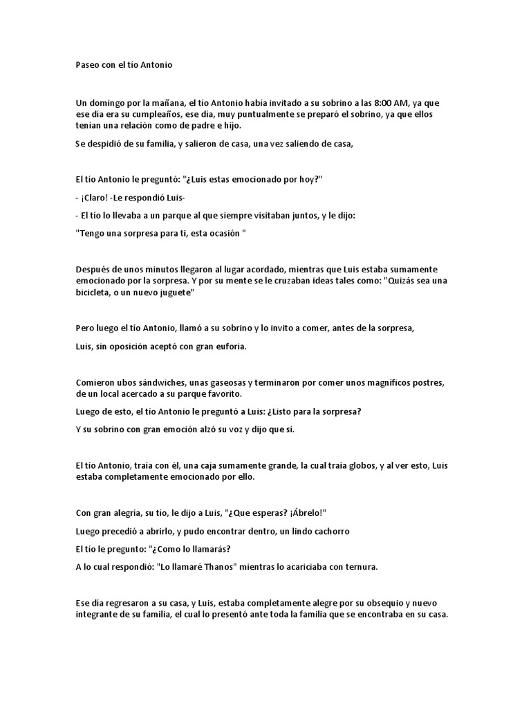 Cuento Paseo Con El Tio Antonio | PDF