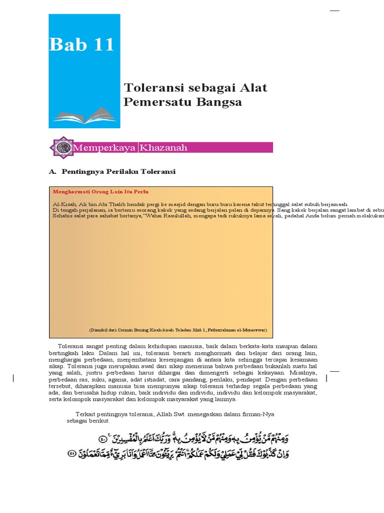 Bab 11 Toleransi Sebagai Alat Pemersatu Bangsa (1) | PDF