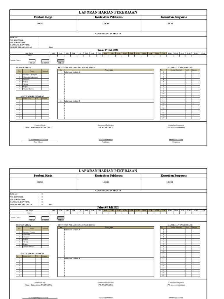 Contoh Laporan Harian Proyek | PDF