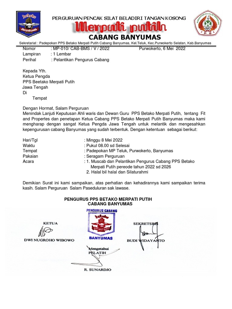 Surat MP-010 Undangan Pengda Muscab | PDF | Pengembangan Diri ...