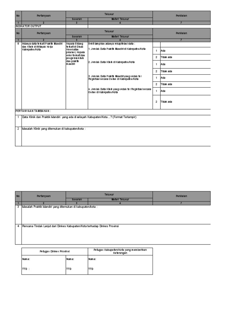 Instrumen Dinkes Monev Klinik | PDF