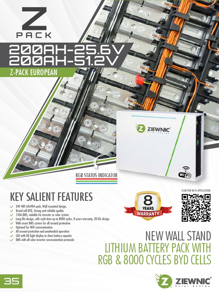 Ziewnic Z Pack Lithium Battery European 200ah-51.2v Catalog | PDF