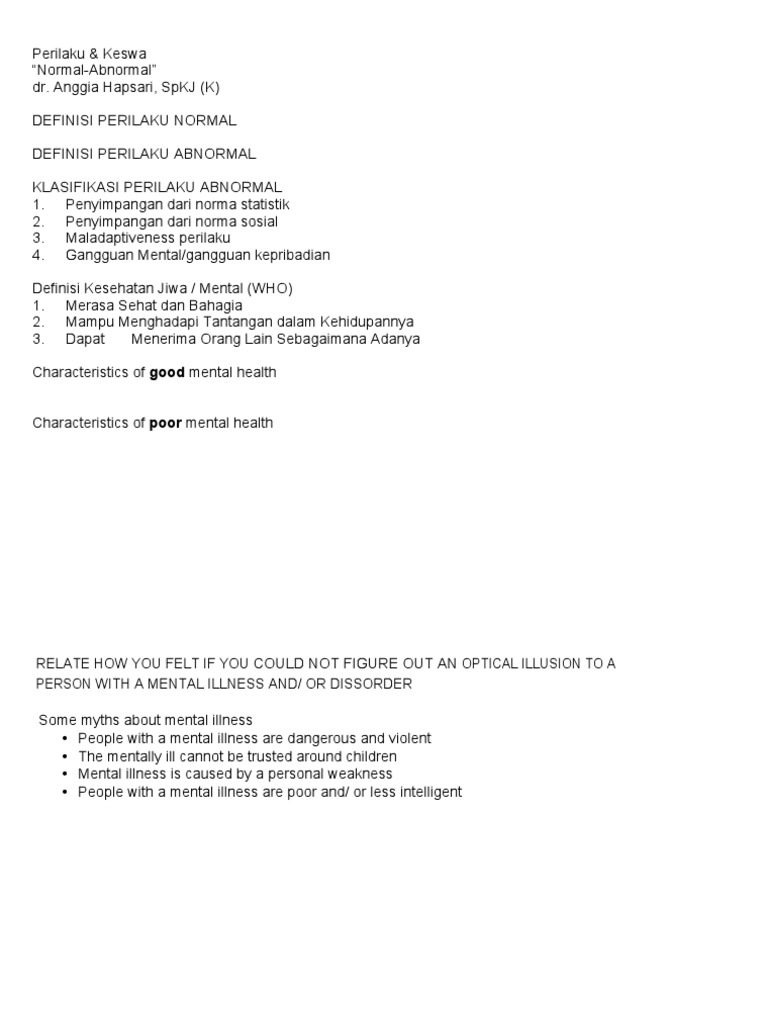 Perilaku Dan Kesehatan Jiwa Normal-Abnormal | PDF