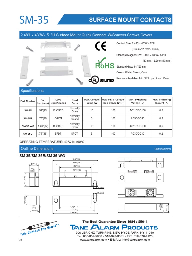 Surface Mount Reed Switch Specifications | PDF | Switch | Electronic ...