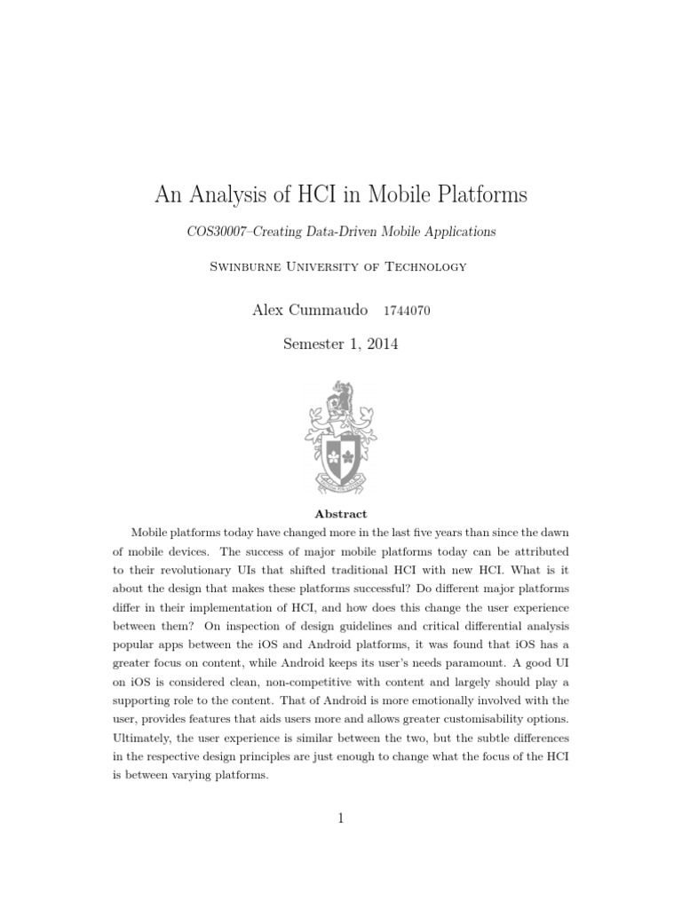 Analysis of Mobile HCI | PDF | Ios | Mobile App