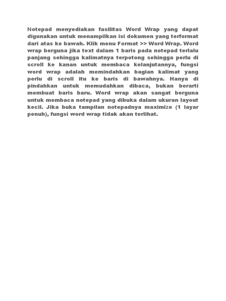 Fitur Word Wrap di Notepad++ | PDF