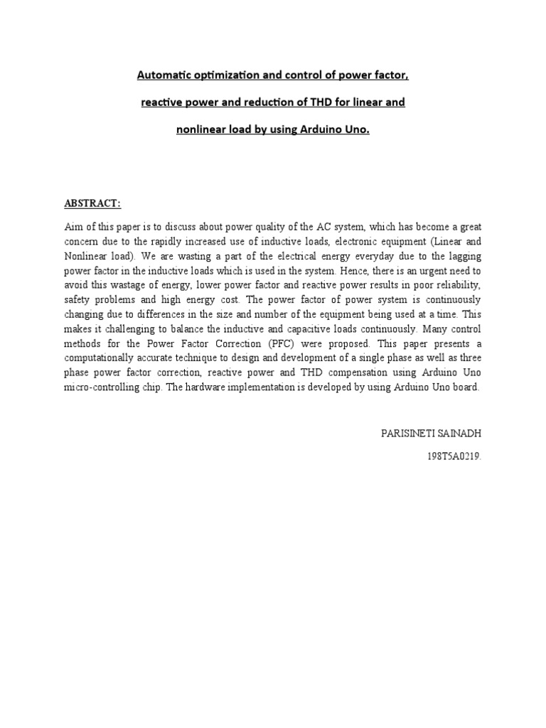Power Factor Correction Using Arduino | PDF