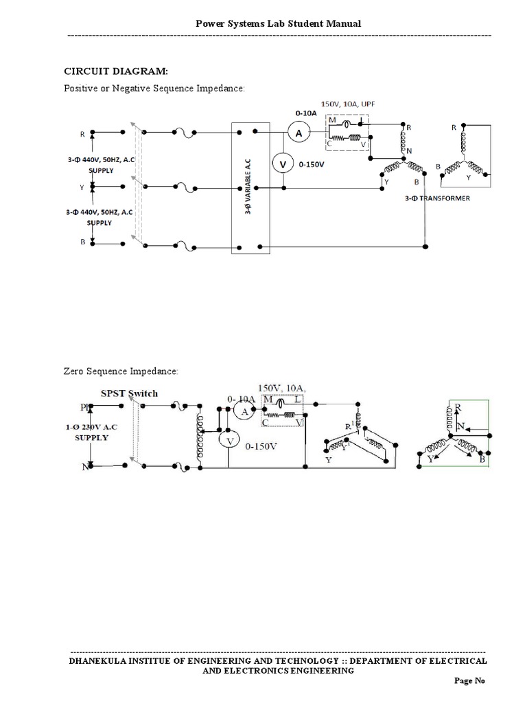 Power Systems Lab Manual: Sequence Impedance | PDF | Transformer ...