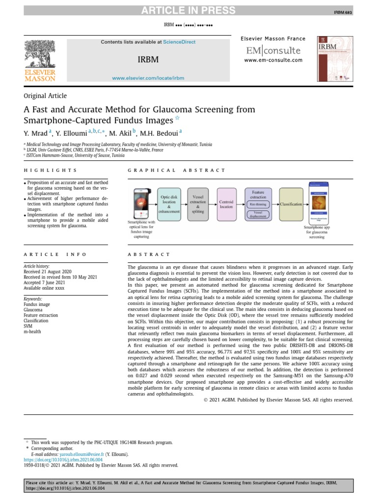 A Fast and Accurate Method For Glaucoma Screening From | PDF | Retina | Support Vector Machine