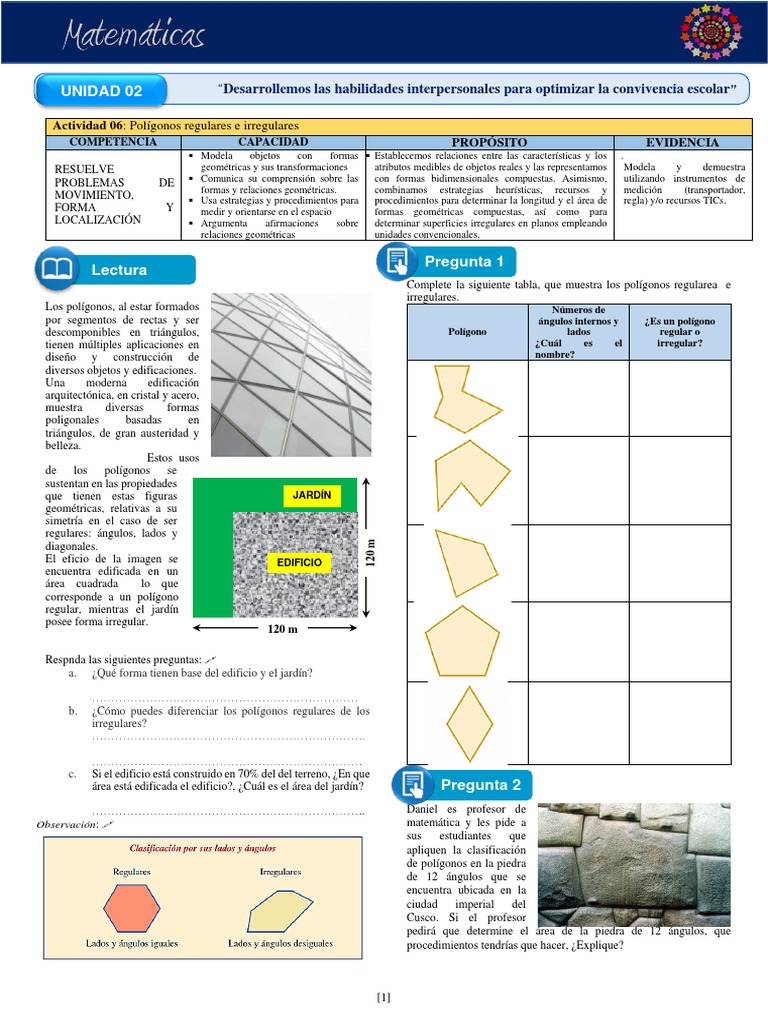 Ficha Math 05 Polígonos Regulares Irregulares | PDF | Geometría | Polígono