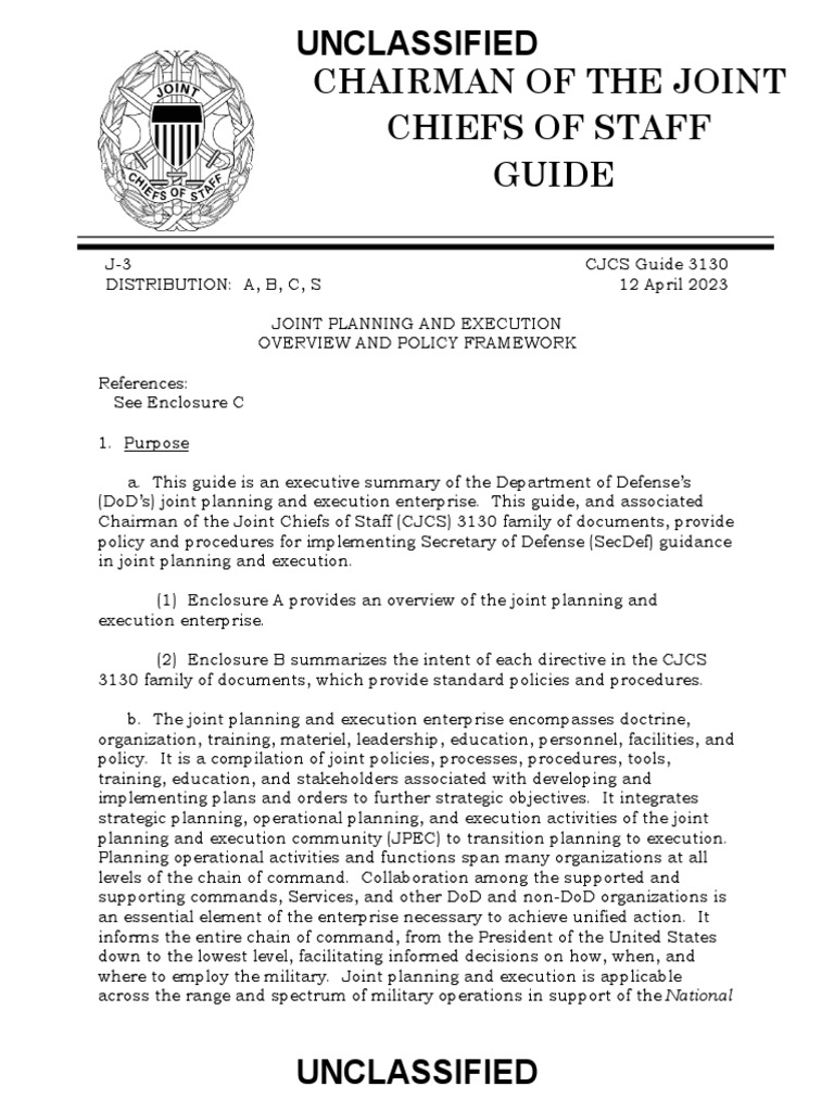 CJCS Guide 3130: Joint Planning Overview | PDF | Chairman Of The Joint ...