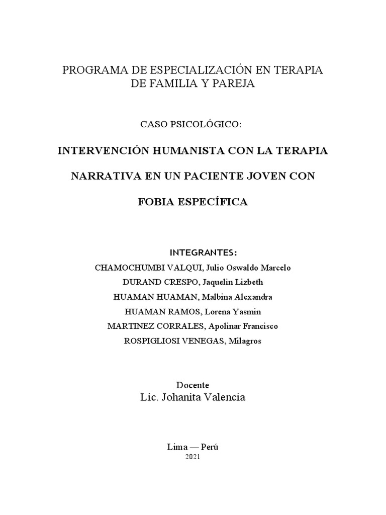 Caso Clinico Fobia Especifica 1 | PDF | Psicoterapia | Ansiedad