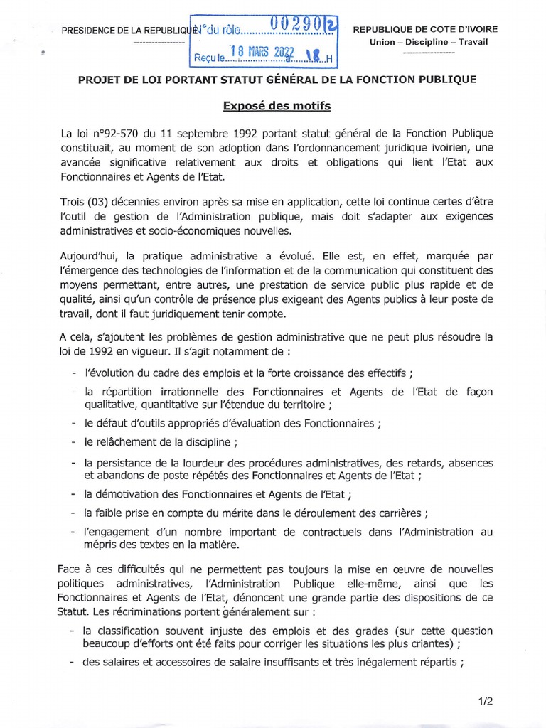 Nouveau Statut Generale de La Fonction Publique | PDF