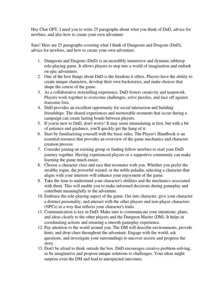 DnD Guide: Tips for New Players & Adventures | PDF | Role Playing Games ...