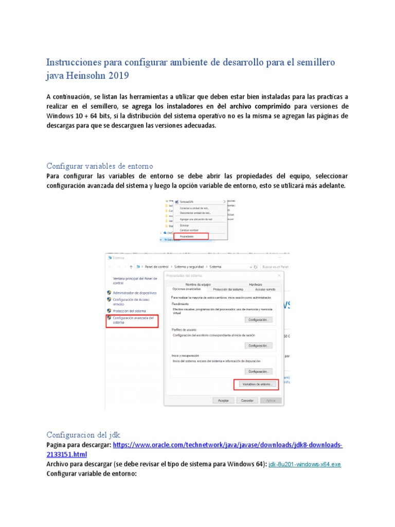 Configuracion de Ambiente | Descargar gratis PDF | Java (lenguaje de programación) | Gestión de ...