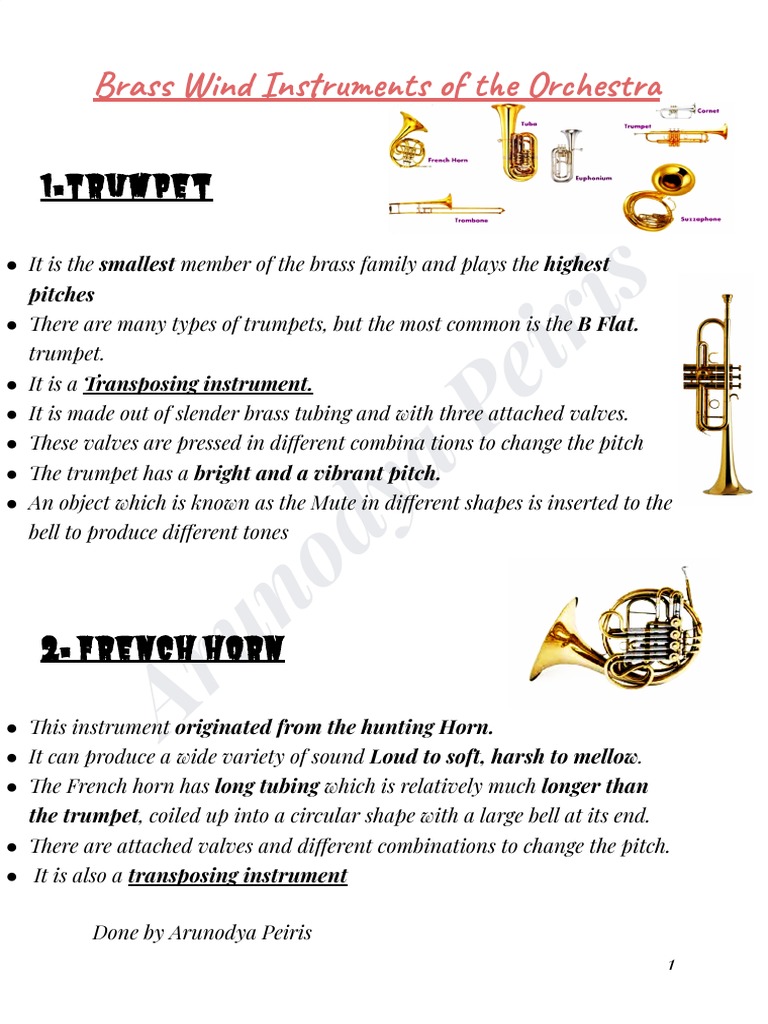 Brass Wind Instruments of The Orchestra - Google Drive | PDF