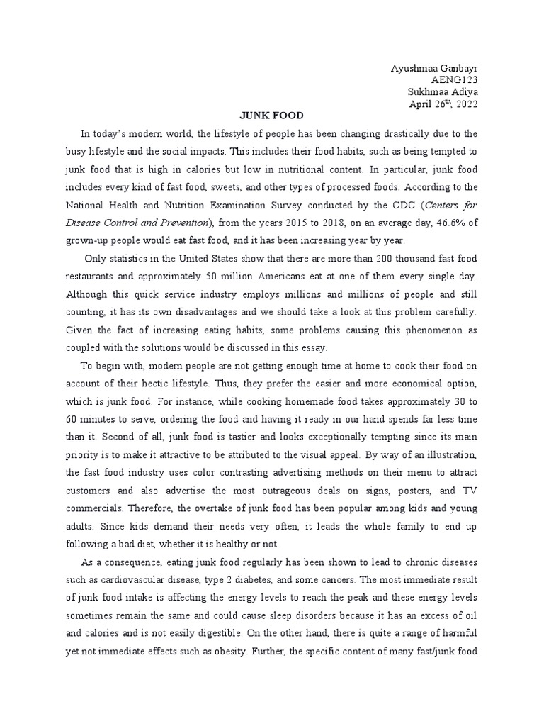 Junk Food | PDF | Junk Food | Diet (Nutrition)