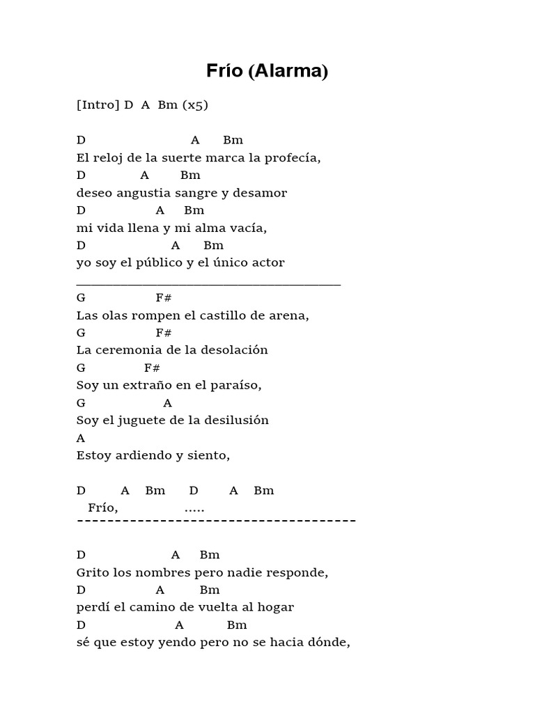 Frio Letra y Acordes | PDF