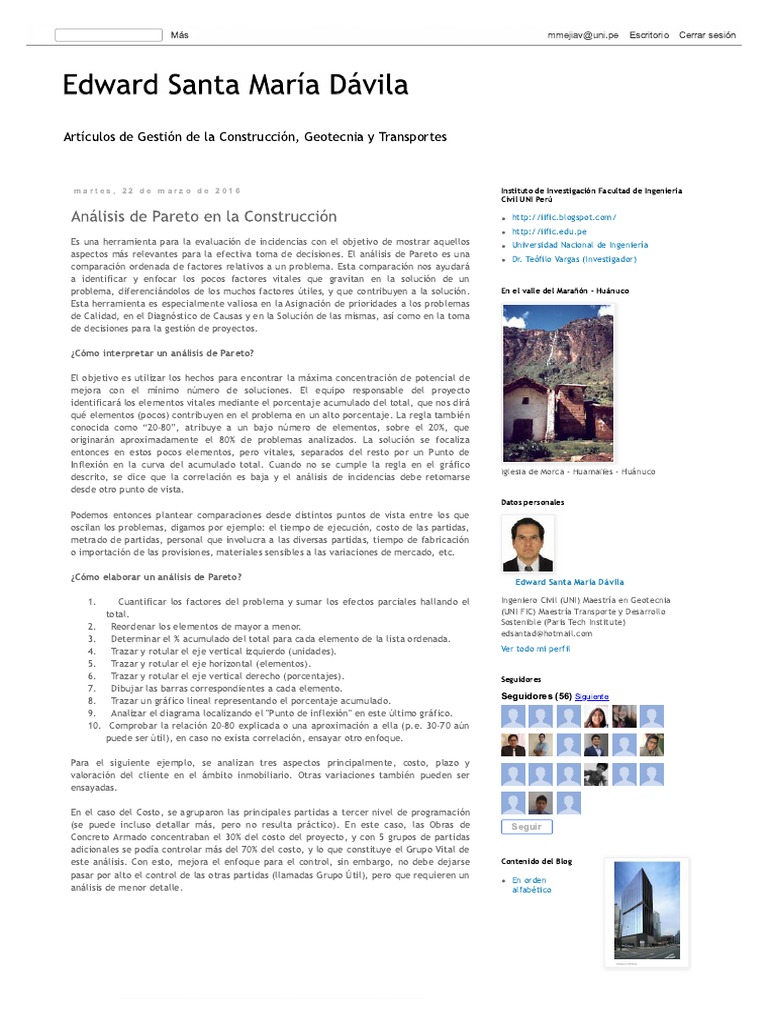 Edward Santa María Dávila - Análisis de Pareto en La Construcción | PDF