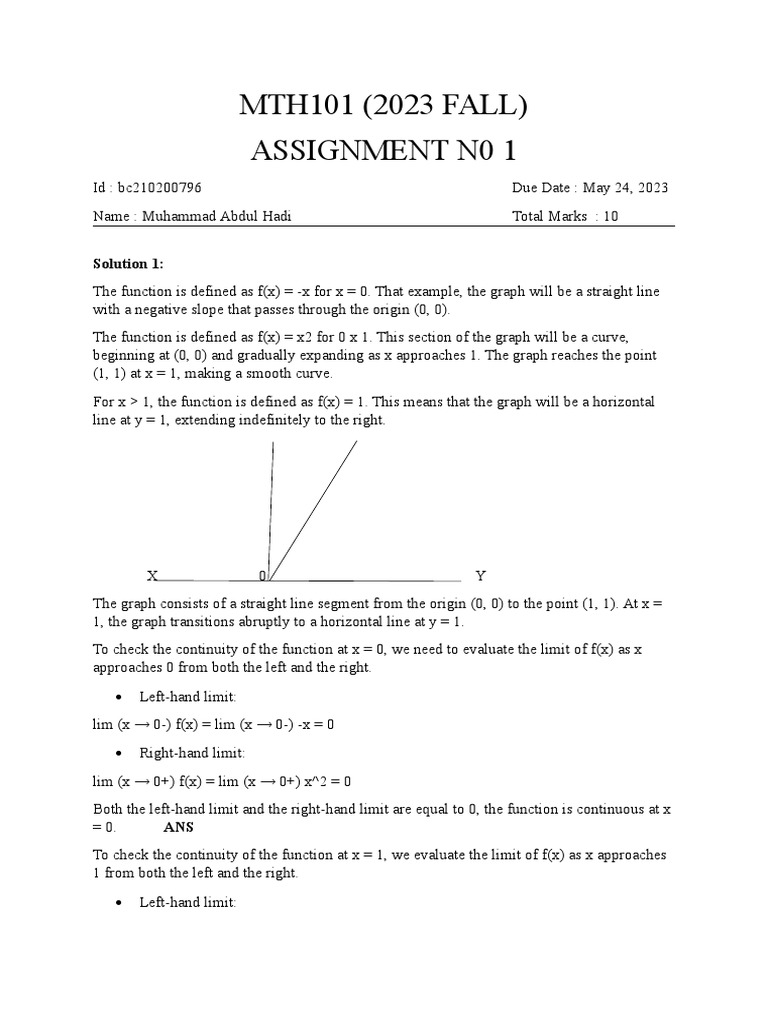 MTH101 Solved by HAdi | PDF | Function (Mathematics) | Mathematical Analysis