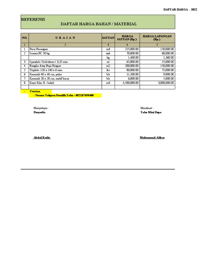 Referensi Harga | PDF