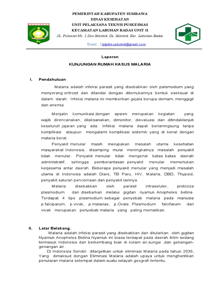 Kak Laporan Hasil Malaria | PDF