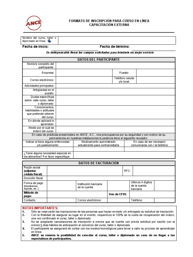 Formato de Inscripción en Linea | PDF