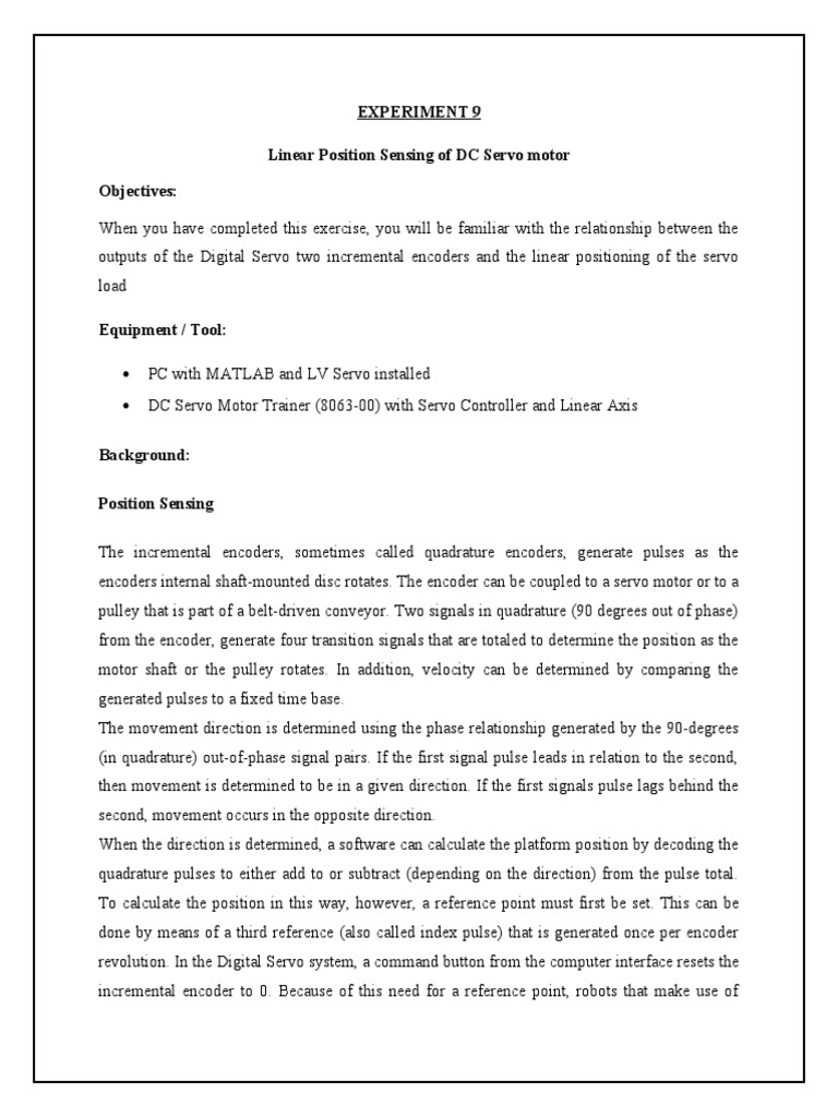 DC Servo Motor Position Sensing | PDF | Electrical Engineering | Tools